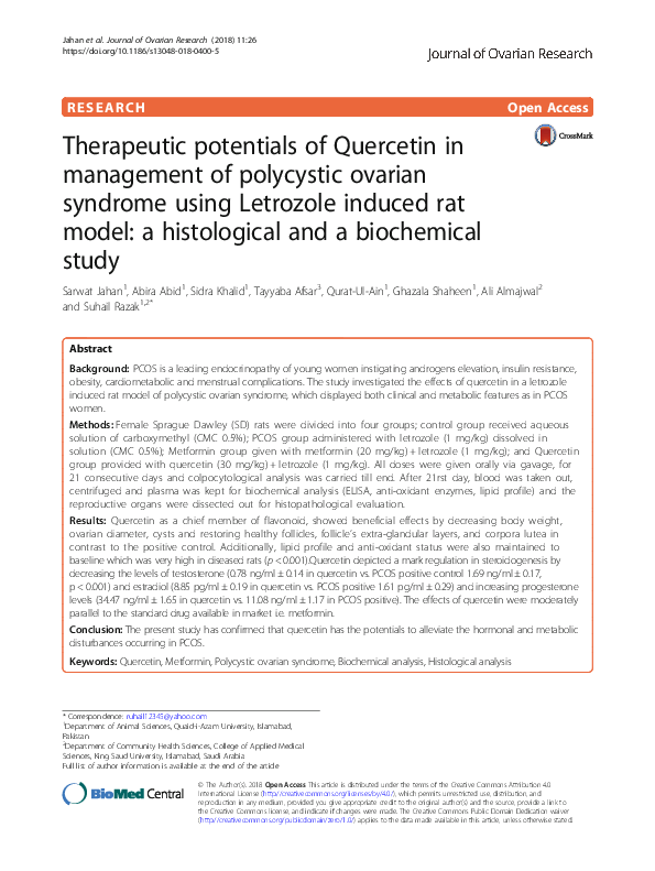 (PDF) Therapeutic potentials of Quercetin in management of polycystic ...