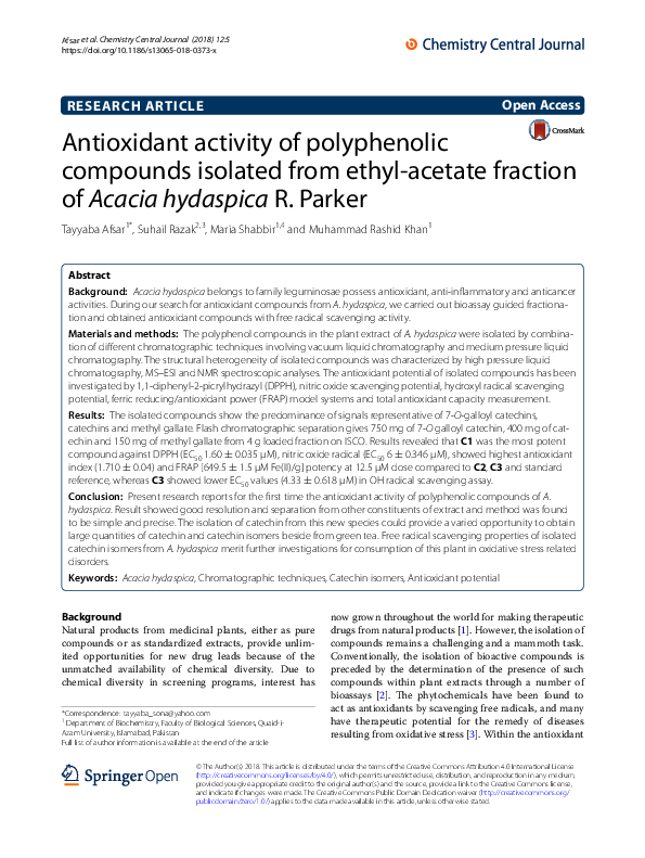 (PDF) Antioxidant activity of polyphenolic compounds isolated from ethyl-acetate fraction of ...