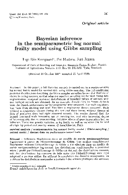 Pdf Bayesian Inference In The Semiparametric Log Normal Frailty Model
