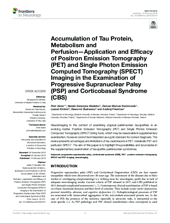 (PDF) Accumulation of Tau Protein, Metabolism and Perfusion—Application ...