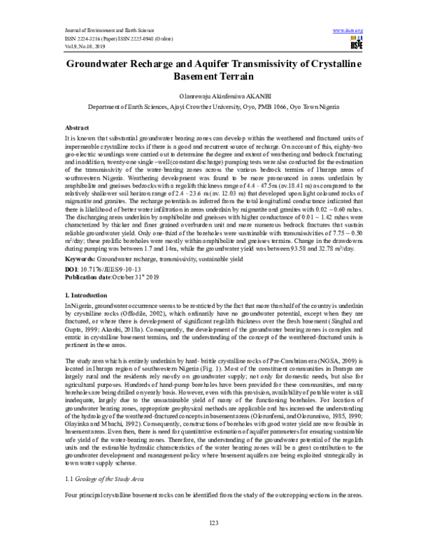 (PDF) Groundwater Recharge and Aquifer Transmissivity of Crystalline ...