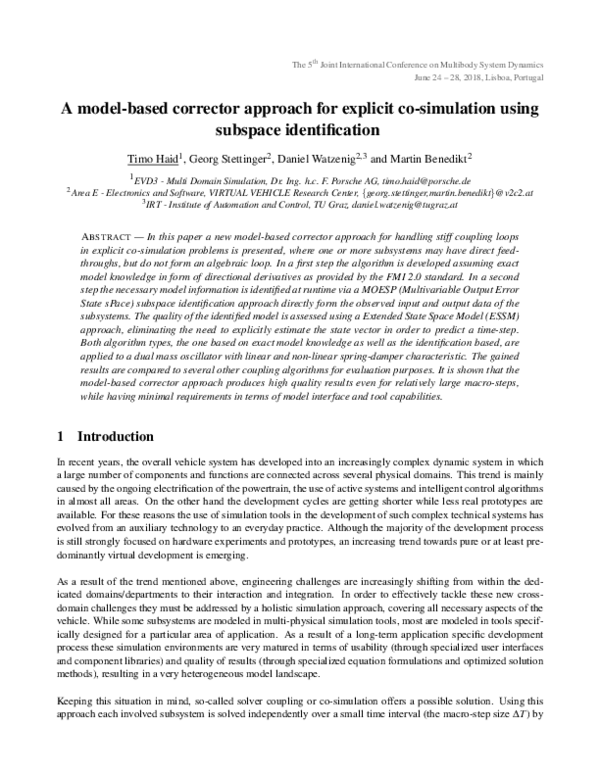 (PDF) A model-based corrector approach for explicit co-simulation using subspace identification