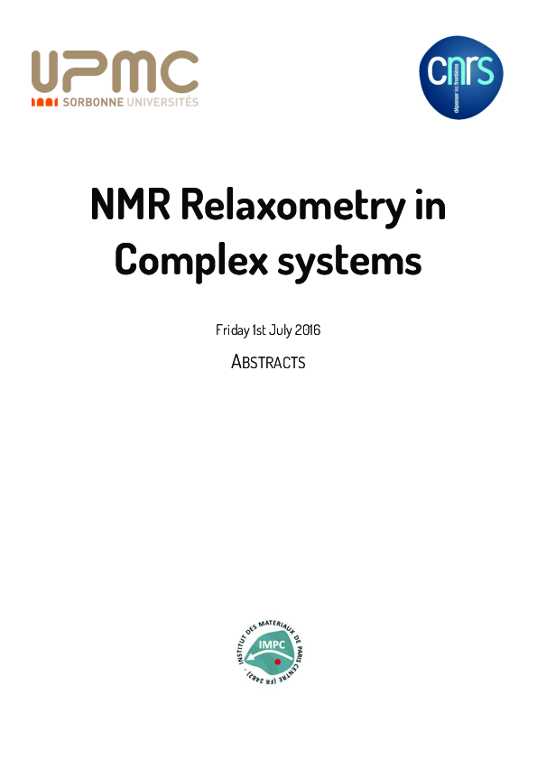 (PDF) NMR Relaxometry in Complex systems