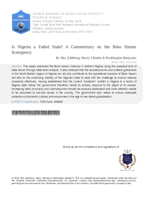 (PDF) Is Nigeria a Failed State? A Commentary on the Boko Haram ...