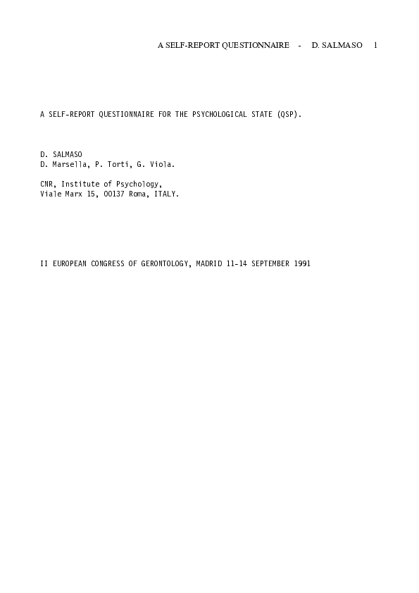 (PDF) A self-report questionnaire for the psychological state (QSP)