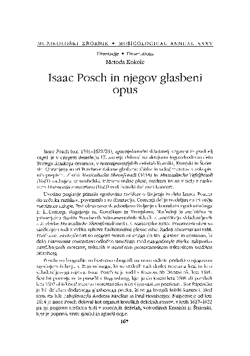 (PDF) Isaac Posch in njegov glasbeni opus