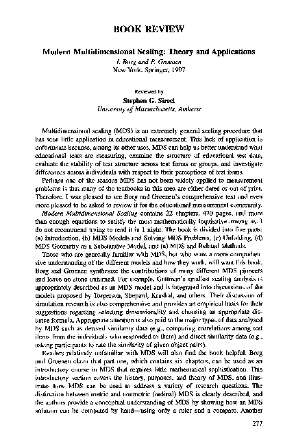 (PDF) Modern Multidimensional Scaling: Theory and Applications