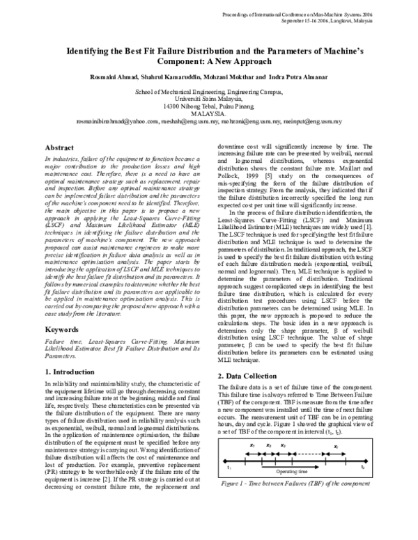 (PDF) Identifying the Best Fit Failure Distribution and the Parameters ...