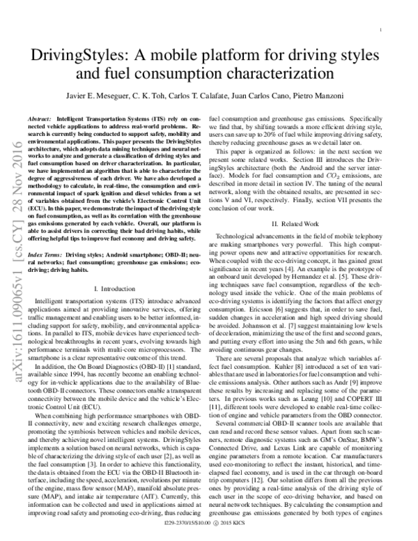 (PDF) Drivingstyles: a mobile platform for driving styles and fuel ...