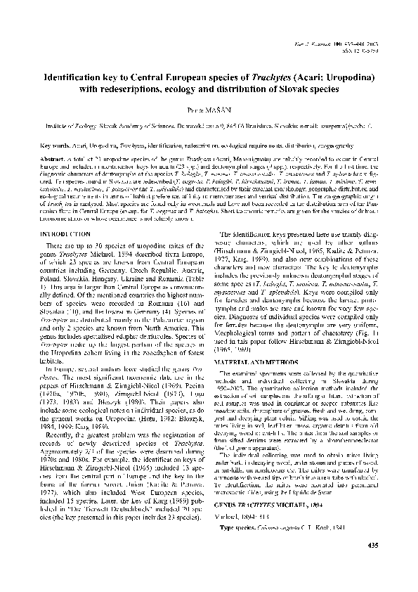 (PDF) Identification key to Central European species of Trachytes ...