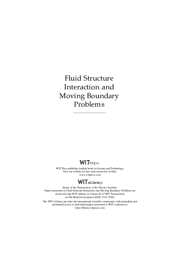(PDF) Fluid Structure Interaction and Moving Boundary Problems