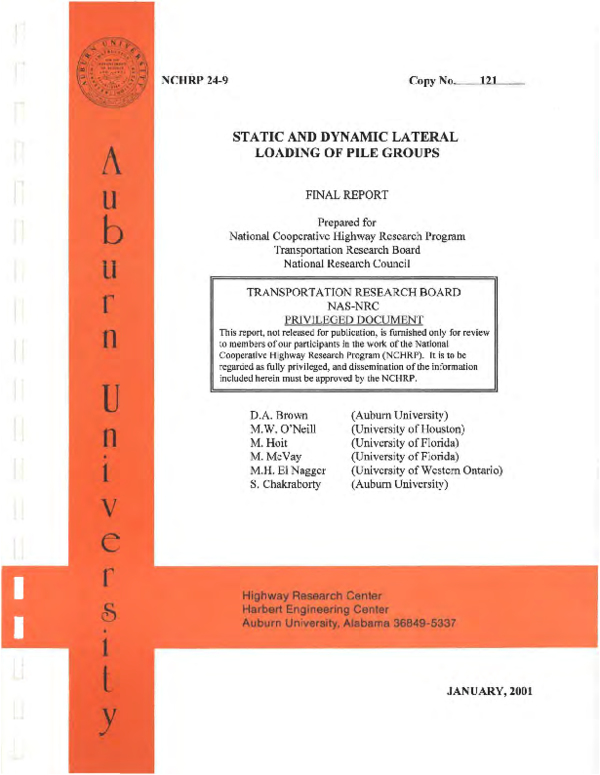 (PDF) Static and dynamic lateral loading of pile groups