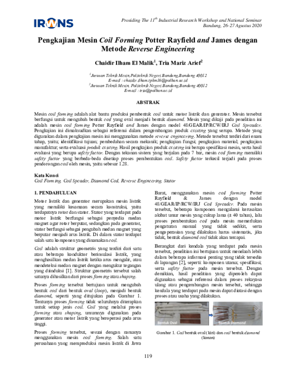 (PDF) Pengkajian Mesin Coil Forming Potter Rayfield and James dengan ...