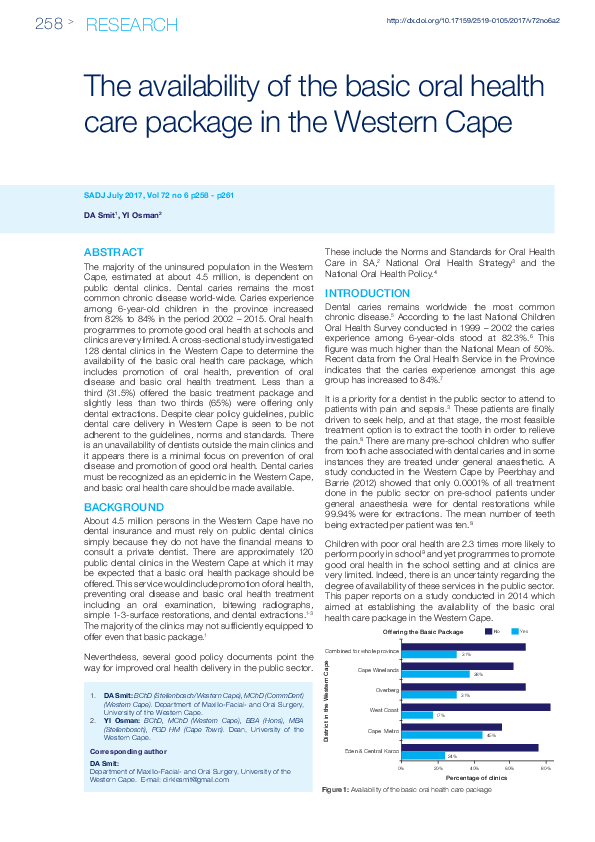 (PDF) The availability of the basic oral health care package in the ...