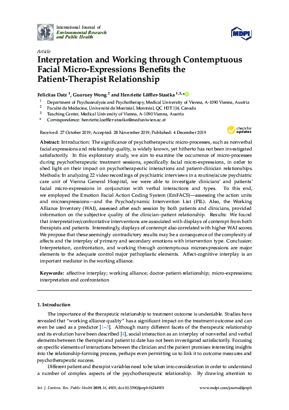 (PDF) Interpretation and Working through Contemptuous Facial Micro ...