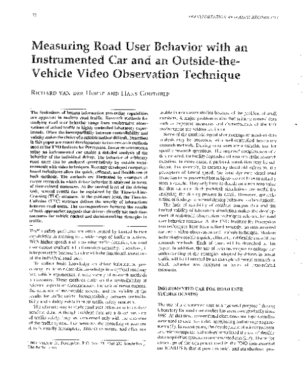 (PDF) Measuring Road User Behavior with an Instrumented Car and an ...
