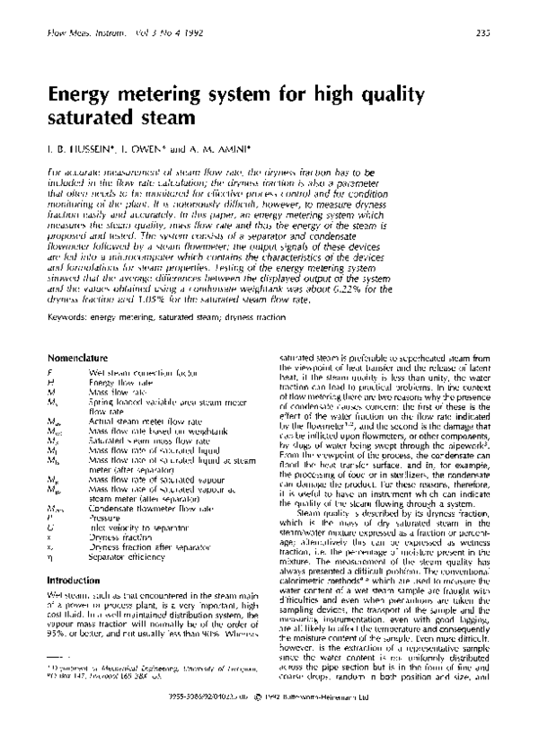 (PDF) Energy metering system for high quality saturated steam