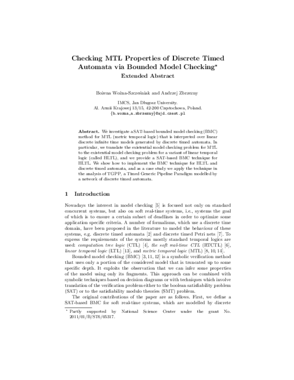 Pdf Checking Mtl Properties Of Discrete Timed Automata Via Bounded