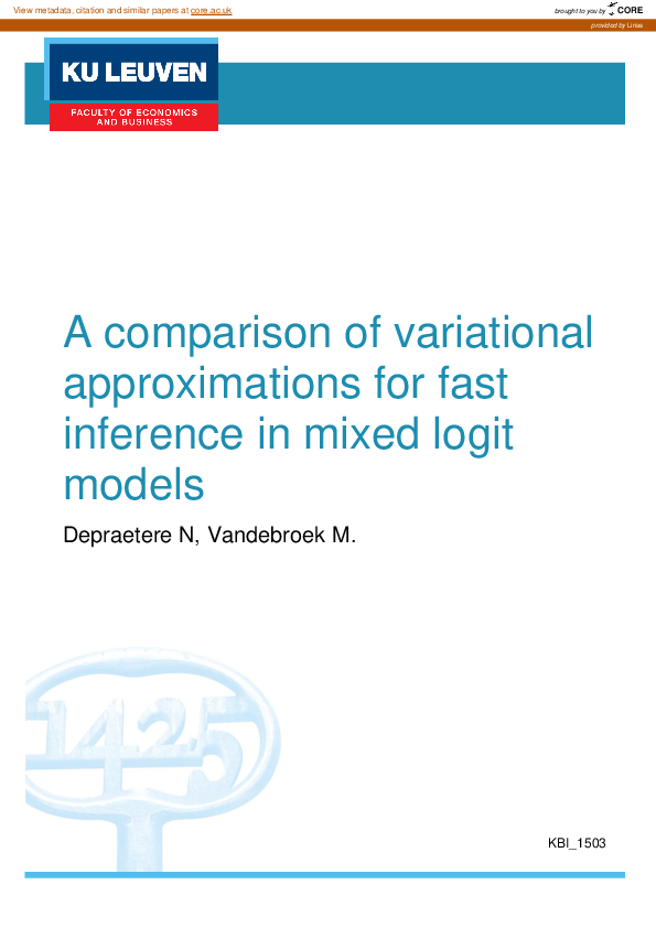 (PDF) A comparison of variational approximations for fast inference in mixed logit models ...