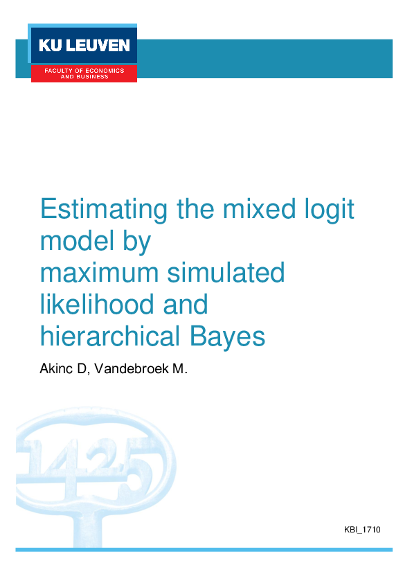 (PDF) Estimating the Mixed Logit Model by Maximum Simulated Likelihood ...