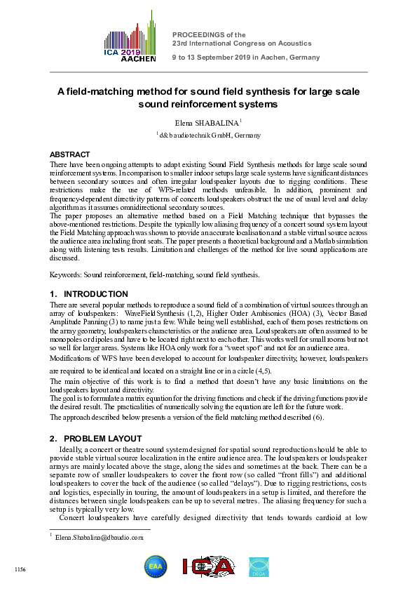 (PDF) Field Matching Technique for Large Scale Sound Reinforcement
