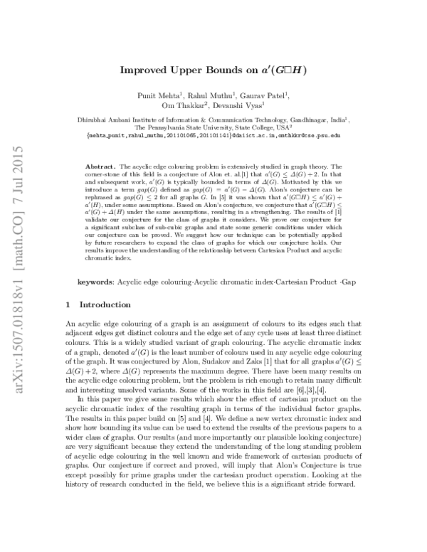 (PDF) Improved Upper Bounds on $a'(G\Box H)$ | Rahul Muthu - Academia.edu