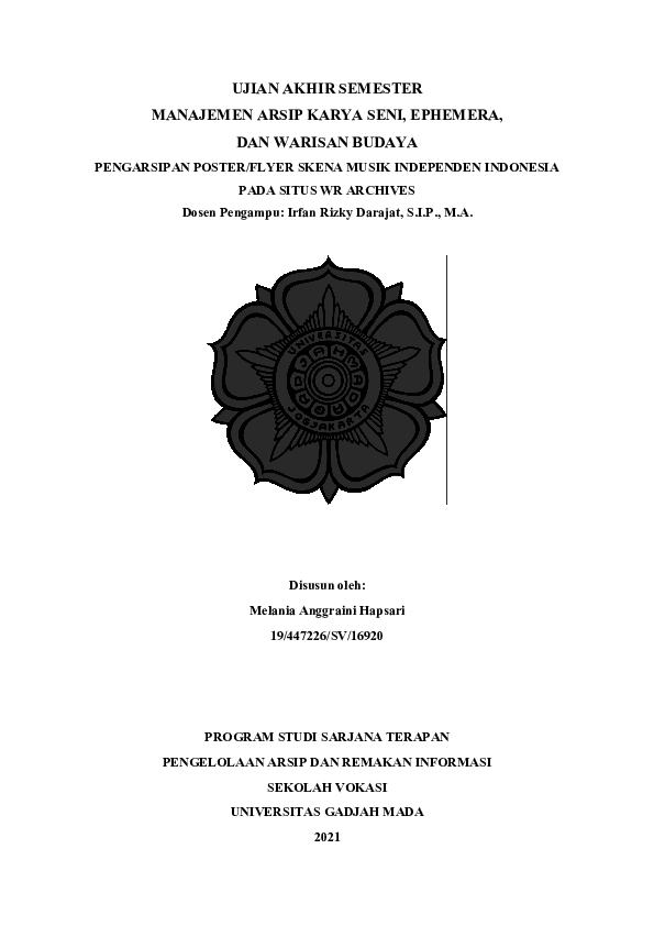 (DOC) MANAJEMEN ARSIP KARYA SENI, EPHEMERA, DAN WARISAN BUDAYA ...