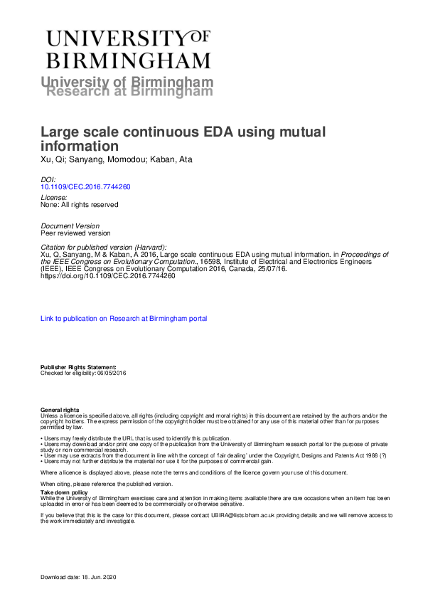 (PDF) Large scale continuous EDA using mutual information