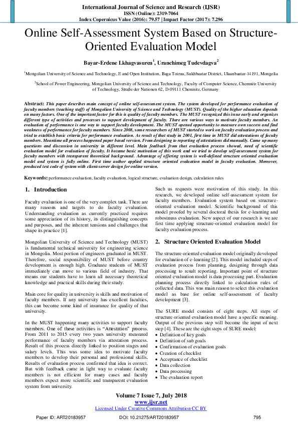 (PDF) Online Self-Assessment System Based on Structure- Oriented Evaluation Model