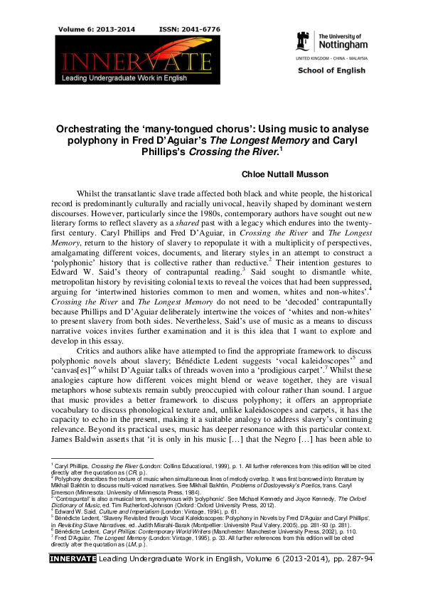 (PDF) Orchestrating the 'many-tongued chorus': Using music to analyse ...