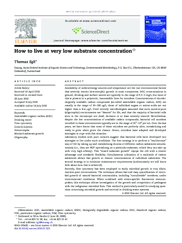 (PDF) How to live at very low substrate concentration