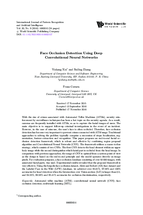 Pdf Face Occlusion Detection Using Deep Convolutional Neural Networks