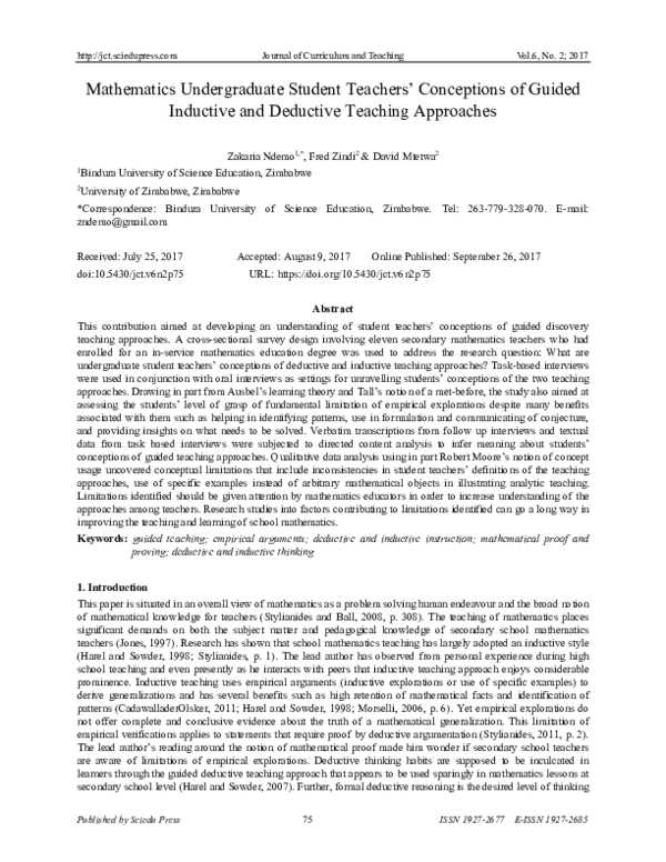 (PDF) Mathematics Undergraduate Student Teachers’ Conceptions of Guided ...
