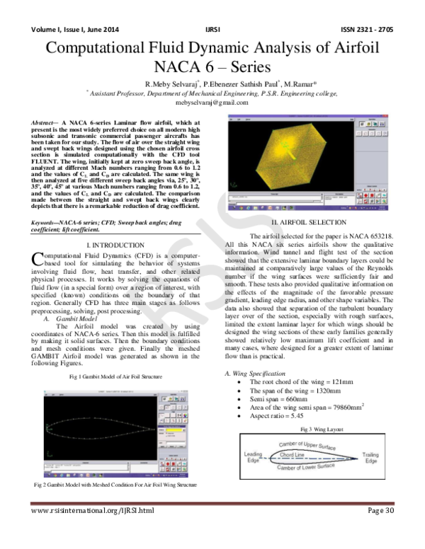 Pdf Computational Fluid Dynamic Analysis Of Airfoil Naca 6 Series