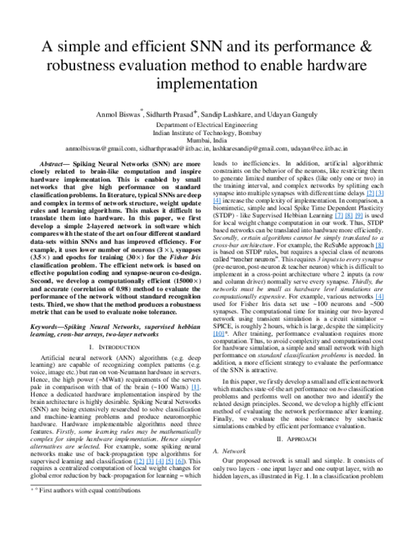 Pdf A Simple And Efficient Snn And Its Performance And Robustness Evaluation Method To Enable