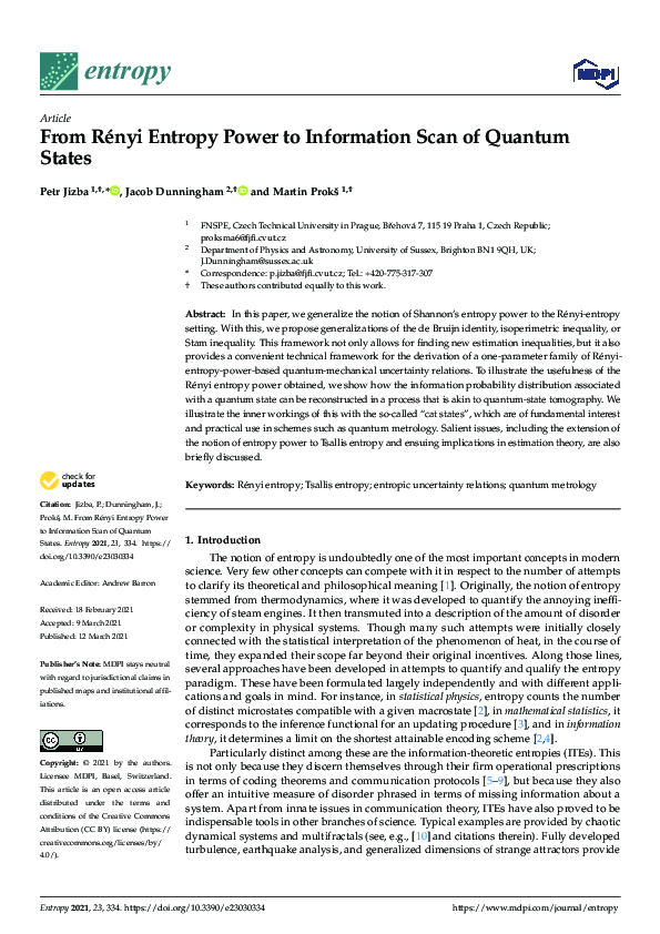 (PDF) From Rényi Entropy Power to Information Scan of Quantum States ...
