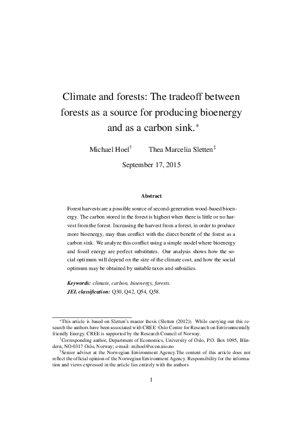(PDF) Climate and forests: The tradeoff between forests as a source for ...