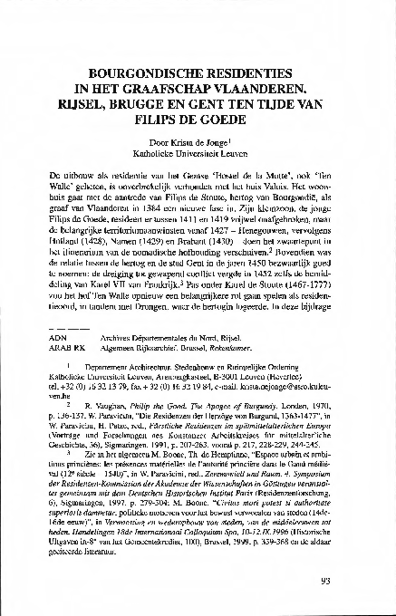 (PDF) Bourgondische residenties in het graafschap Vlaanderen. Rijsel ...