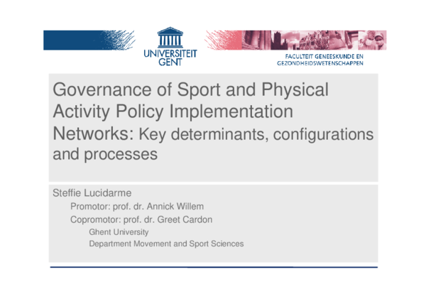 (PDF) Governance of sport and physical activity policy implementation ...