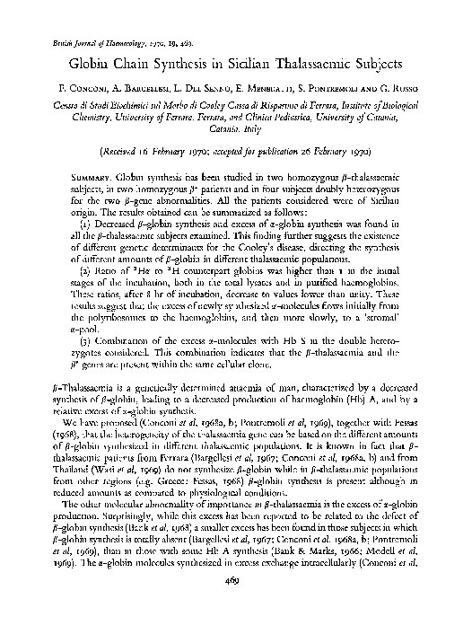 (PDF) Synthesis of Globin Chains in Sicilian Thalassemia Patients