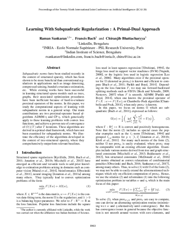 (PDF) Learning With Subquadratic Regularization : A Primal-Dual Approach (PDF) Learning With Subquadratic Regularization : A Primal-Dual Approach