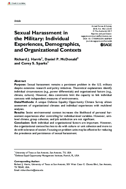 (PDF) Sexual Harassment in the Military