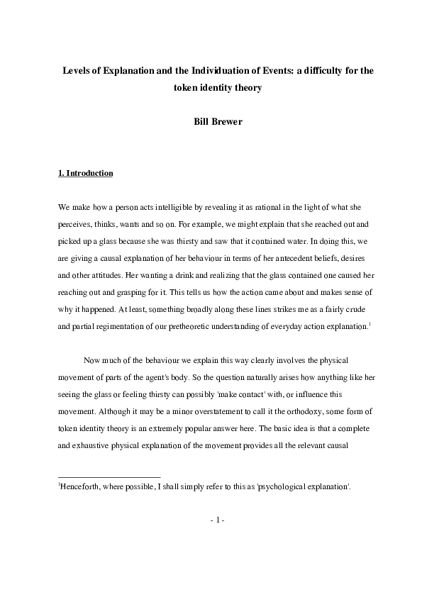(PDF) Levels of Explanation and the Individuation of Events: a ...
