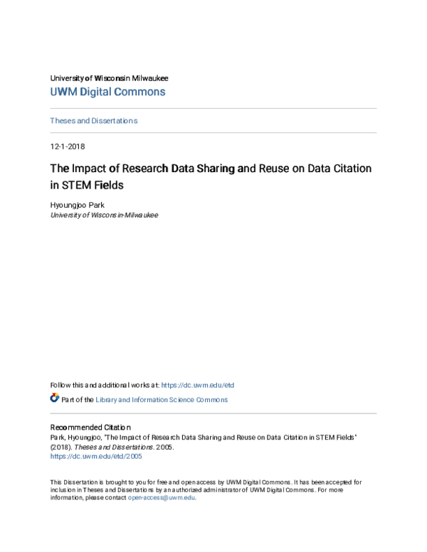 (PDF) The Impact of Research Data Sharing and Reuse on Data Citation in ...