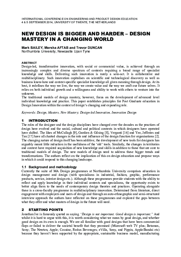 New Design is Bigger and Harder - Design Mastery in a Changing World