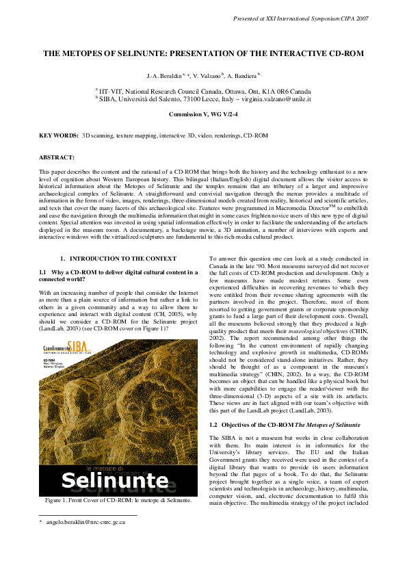 (PDF) The Metopes of Selinunte: Presentation of the Interactive CD-Rom