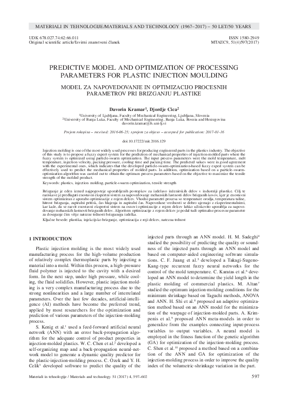 Pdf Predictive Model And Optimization Of Processing Parameters For