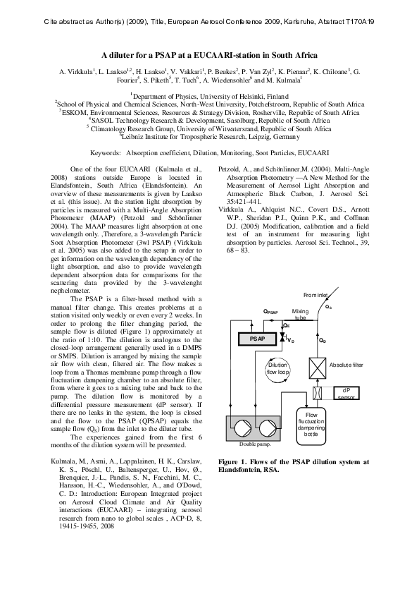 (PDF) A diluter for a PSAP at a EUCAARI-station in South Africa