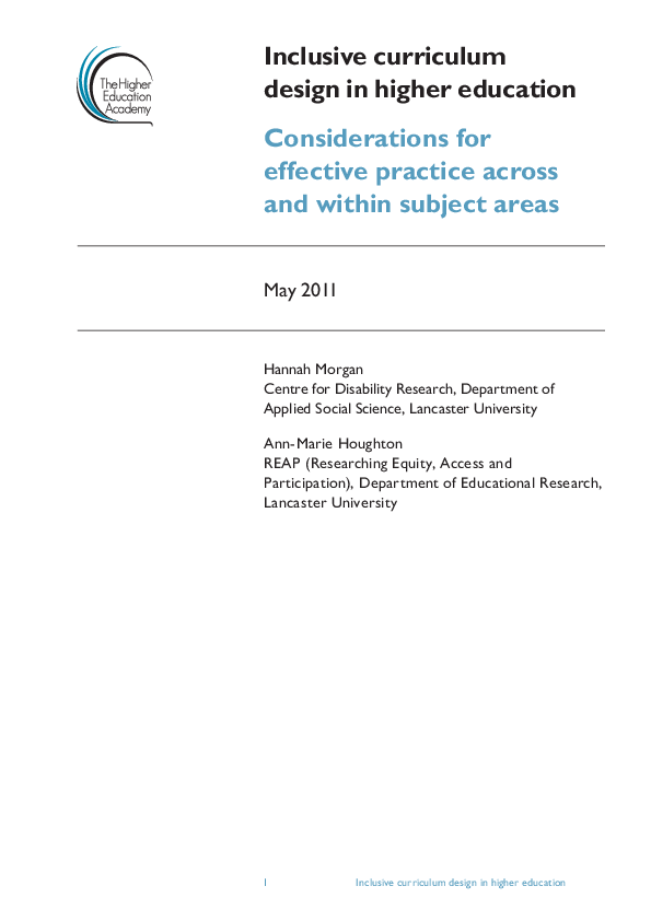 (PDF) Inclusive Curriculum Design in Higher Education:Considerations ...