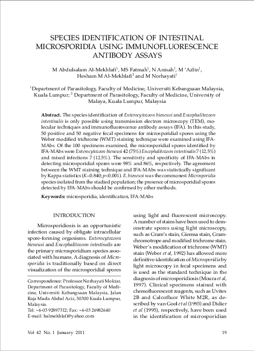 (PDF) Identifying Intestinal Microsporidia via IFA